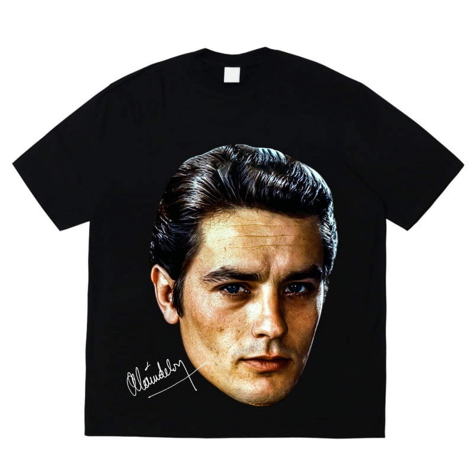 Alain Delon, T-Shirt Noir Portrait Big Face, Hip Hop Graphic Print T ... Alain Delon, T-Shirt Noir Portrait Big Face, Hip Hop Graphic Print T ...
