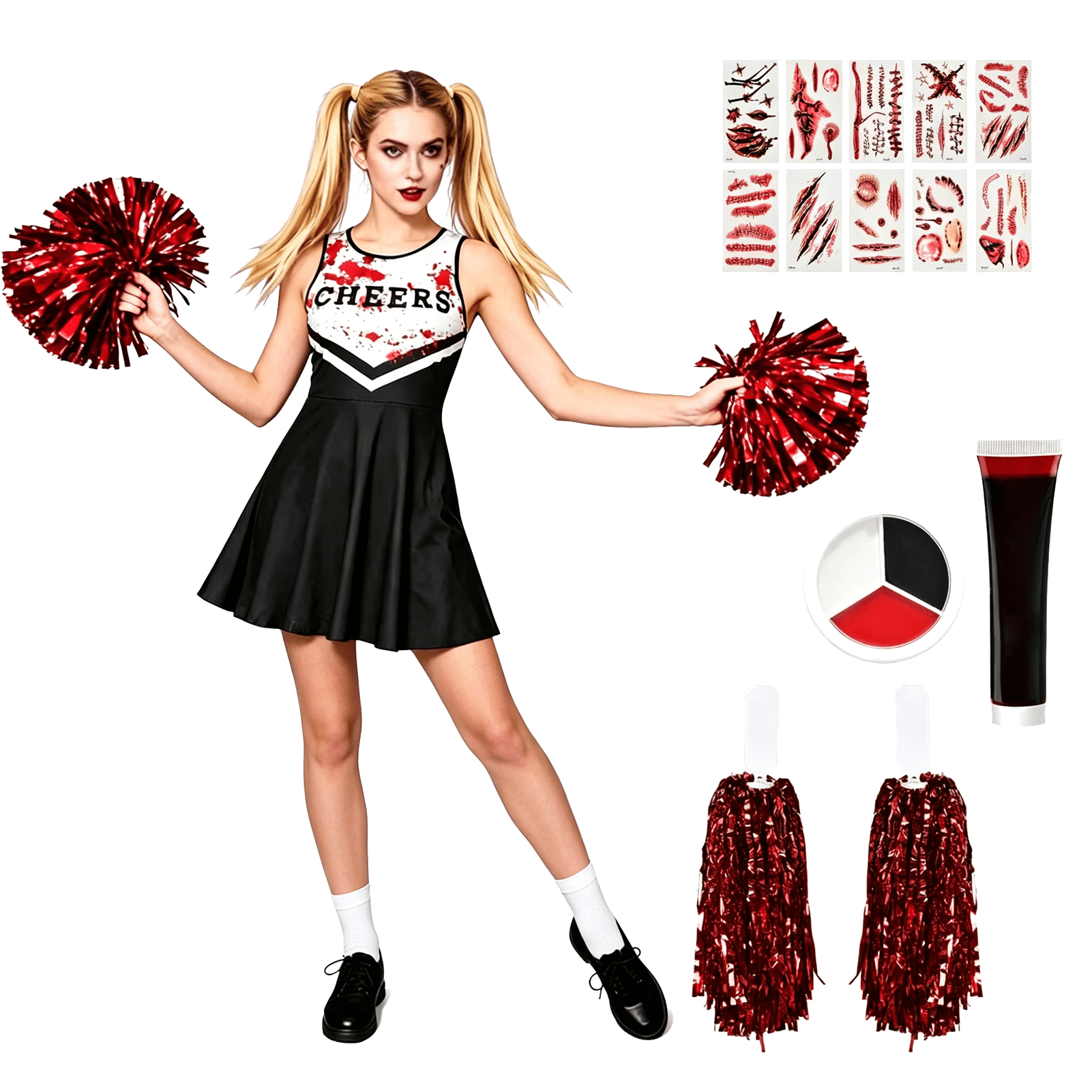 Alaiyaky Cheerleader Costume for Woman, Woman Halloween Zombie Dead ...