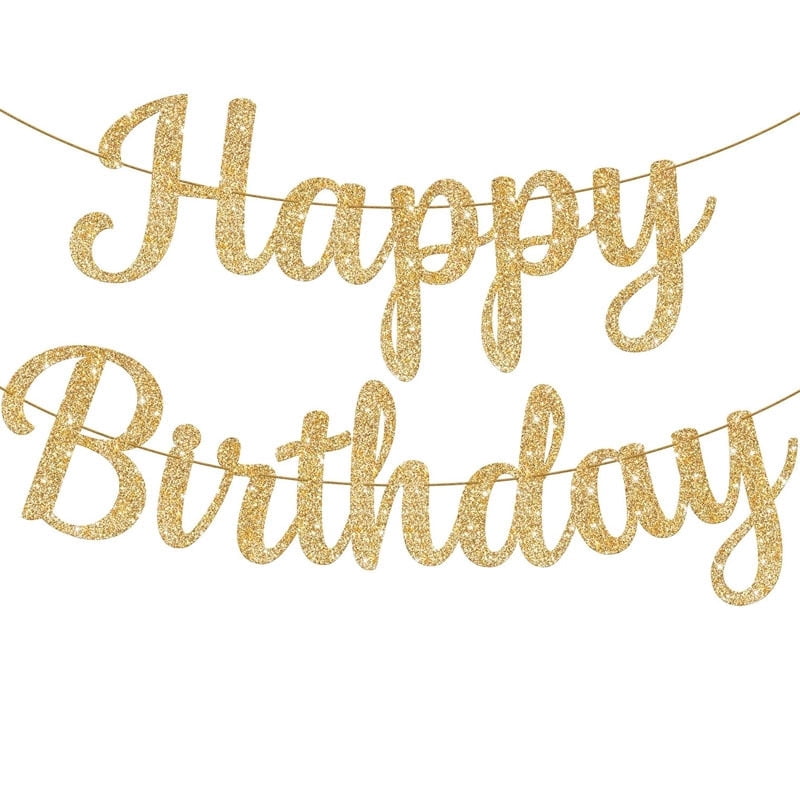 Alaiyaky Glitter Happy Birthday Banner Birthday Party Banner Hanging ...