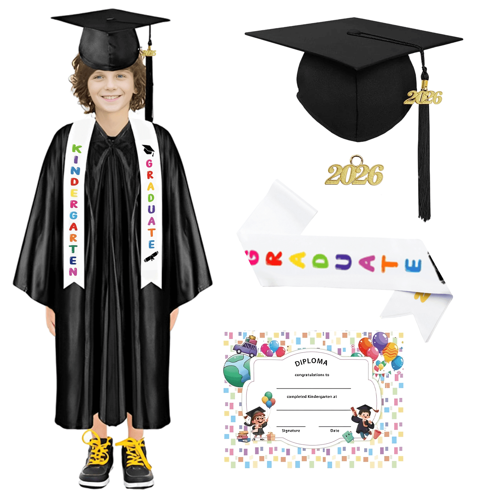 Alaiyaky Unisex Matte Kindergarten Graduation Gown Cap Tassel Set 2026 ...
