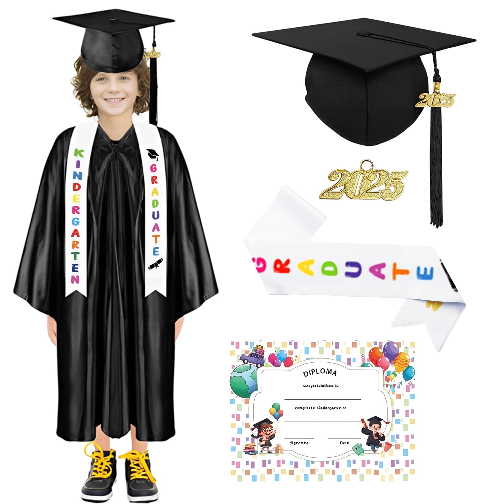 Alaiyaky Unisex Matte Kindergarten Graduation Gown Cap Tassel Set 2025 ...