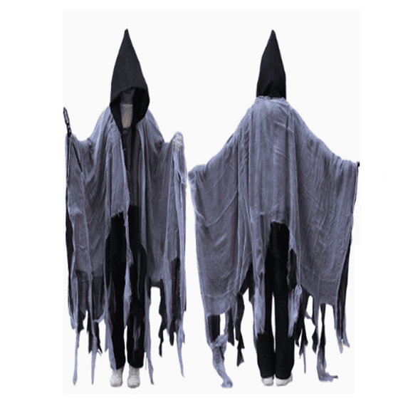 Alaiyaky Grim Reaper Costume Halloween Horror Cloak with Hood for Men ...