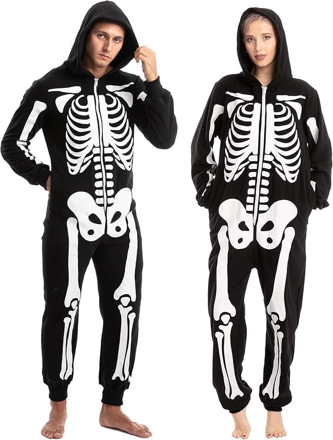 Alaiyaky Halloween Skeleton Unisex Onesie Pyjamas for Adults, Halloween ...
