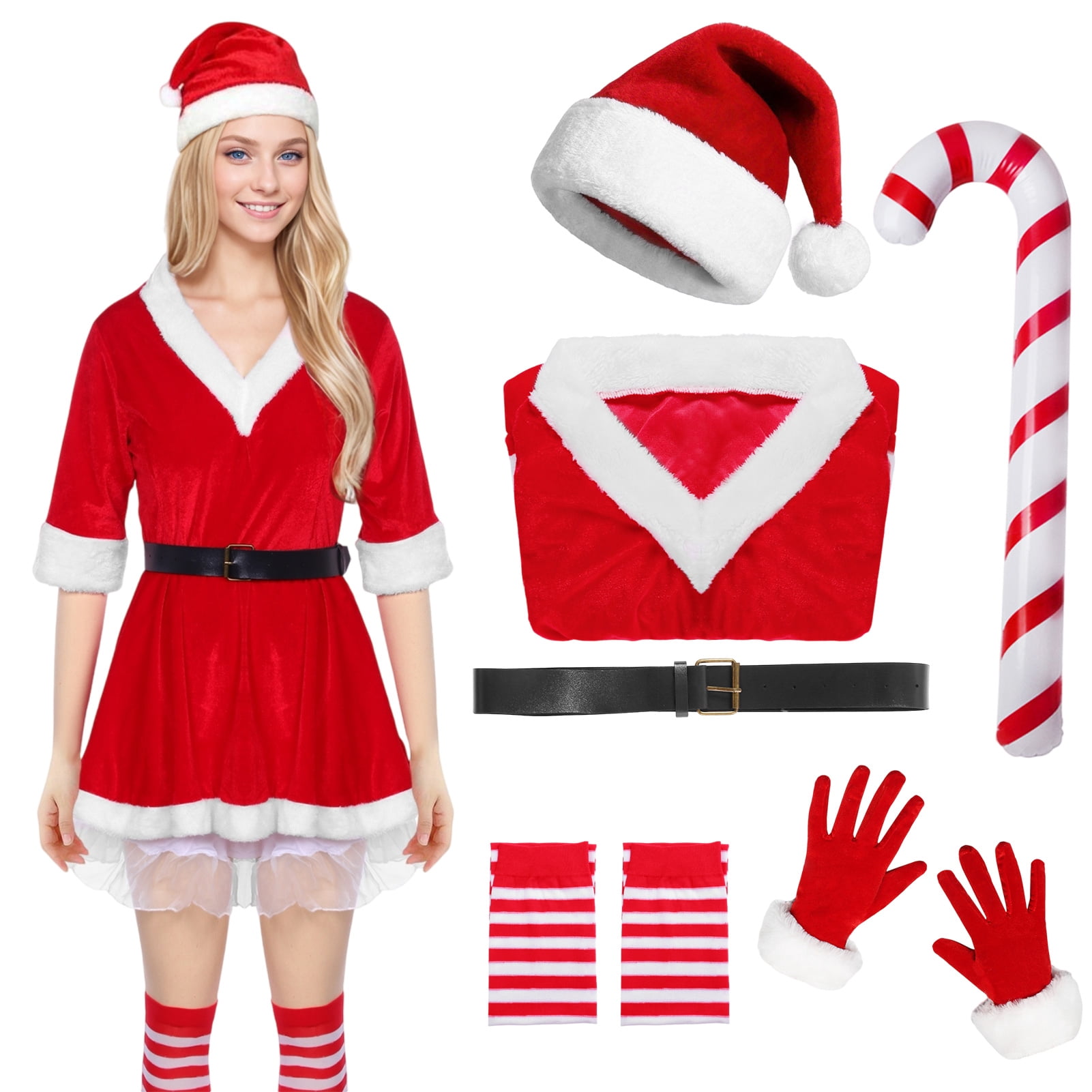Alaiyaky Mrs Claus Costume for Women, Santa Costume Adult Mrs Claus ...