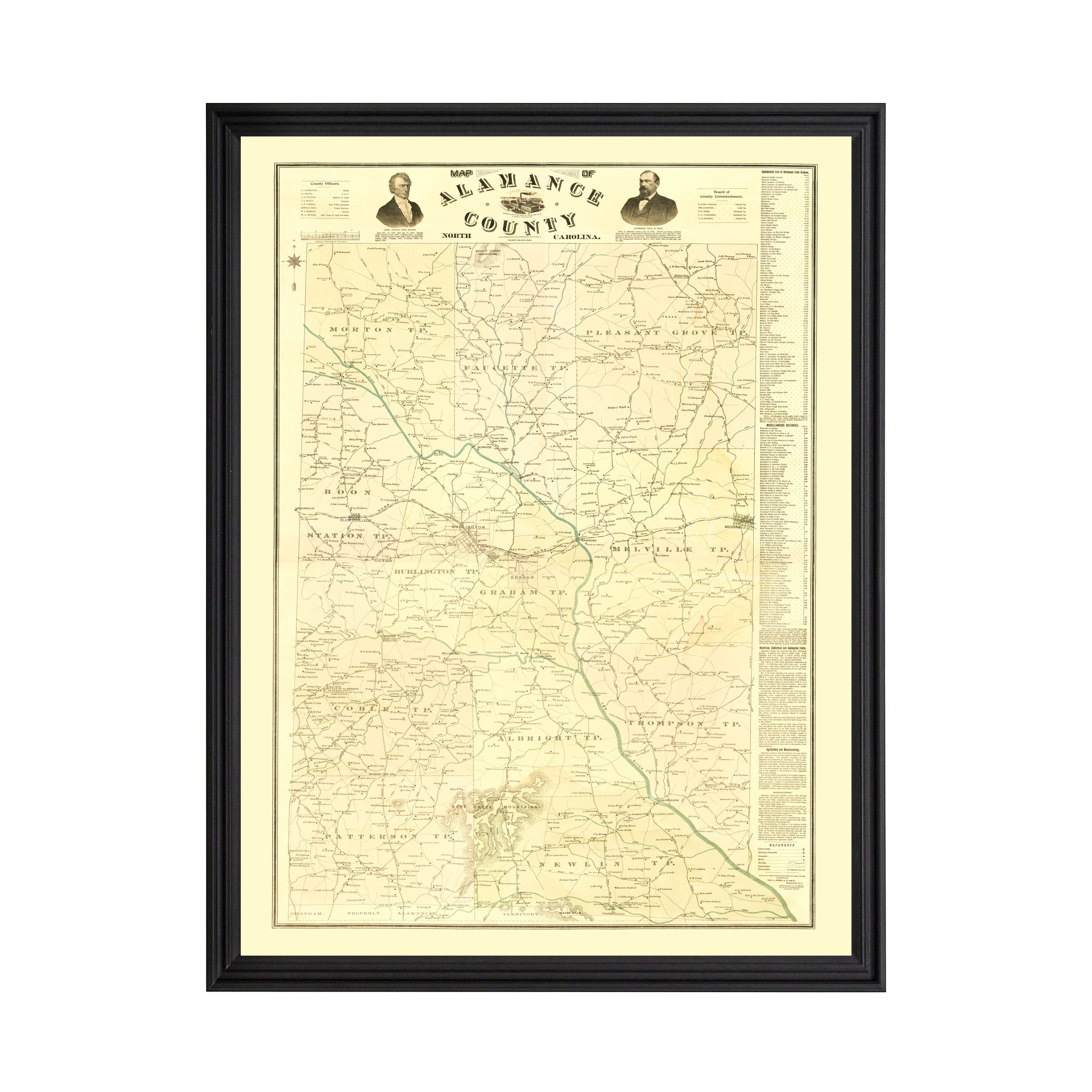 Alamance County North Carolina Art, 1893 Vintage Map of Alamance County ...
