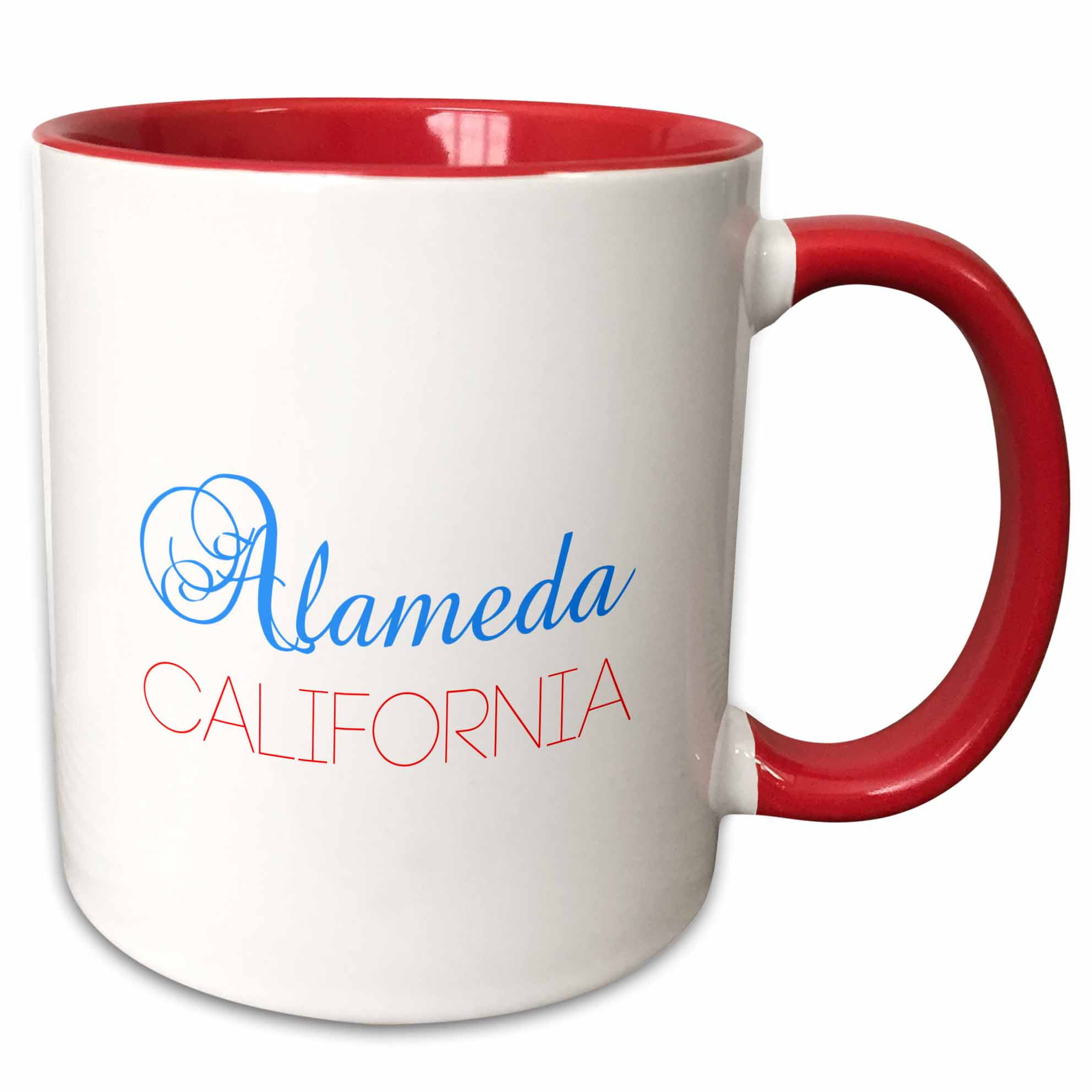 Alameda, California, red, blue text. Patriotic home town design 15oz ...