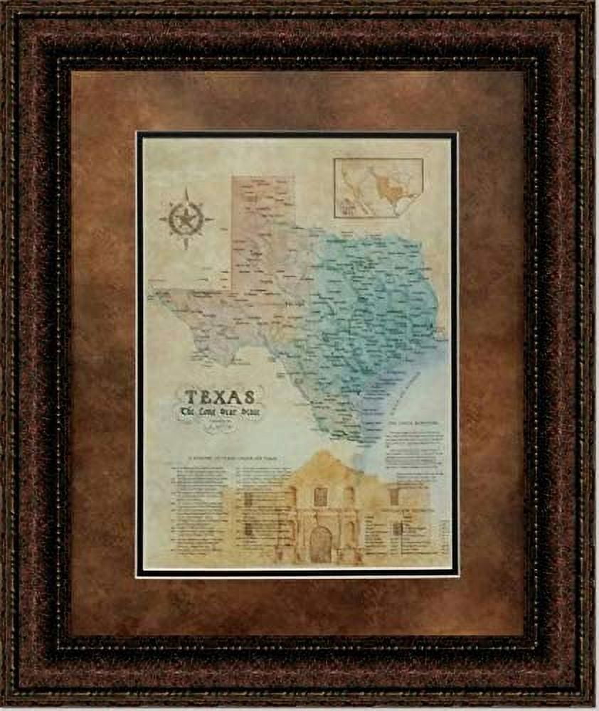 Alamo Map | Framed Historic Texas Map in Double Mat | 35L X 29W" Inches ...