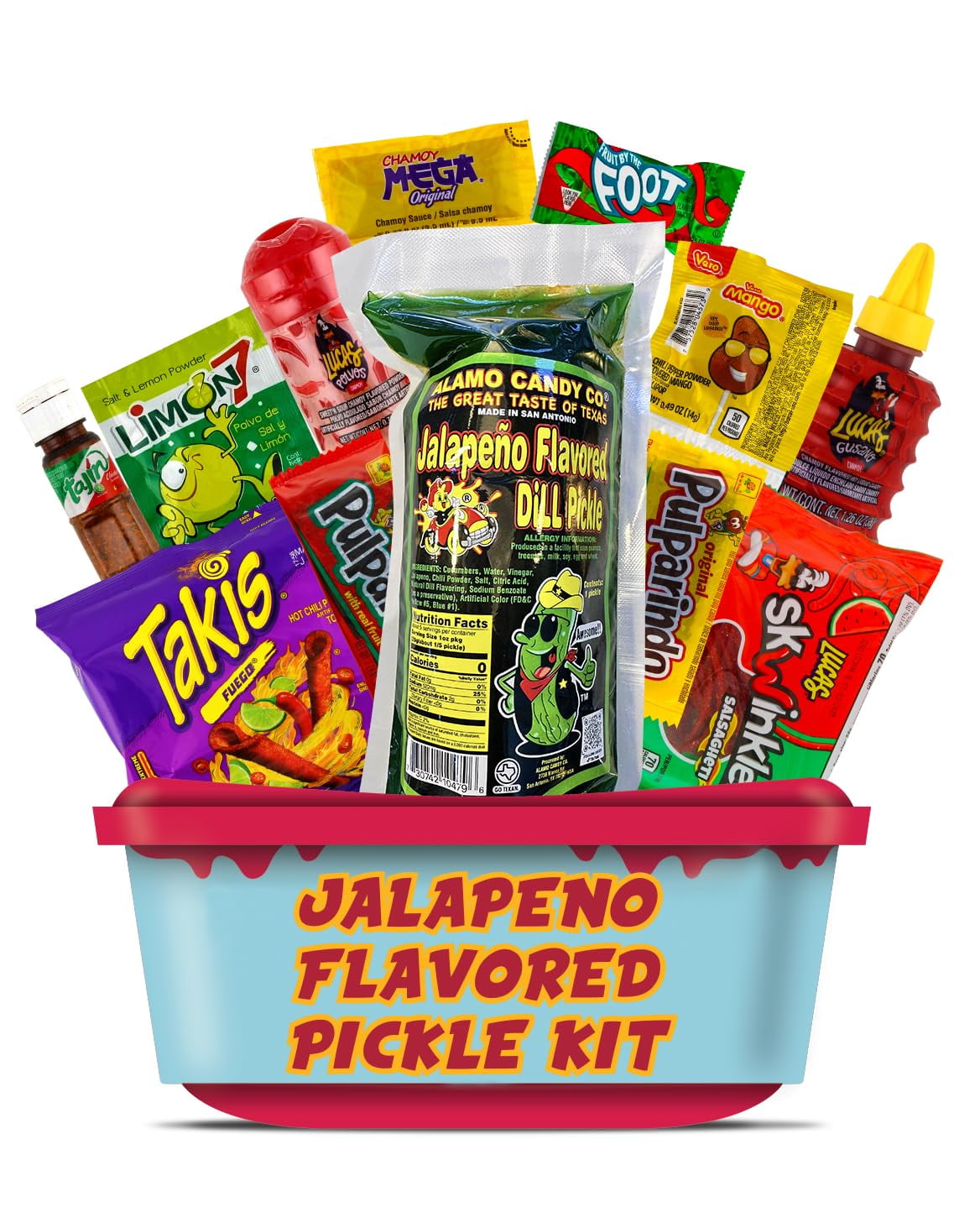 Alamo Pickle Kit, Mexican OKA4 Candy Mix Ready to Trend, Includes Original Alamo Dill Pickle ...