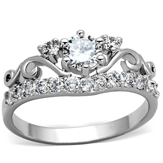 Alamode 3W483-9 Women Rhodium Brass Ring with Top Grade Crystal in ...