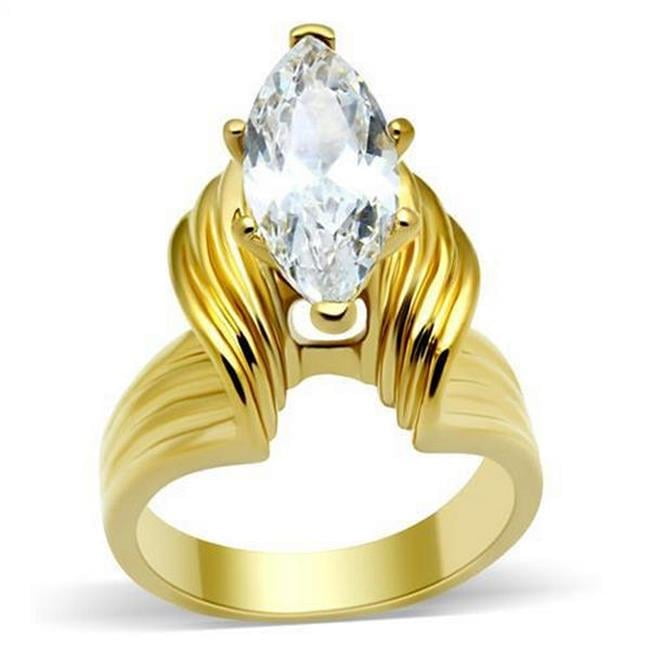 Alamode GL088-6 IP Gold Ion Plating Brass Ring with AAA Grade CZ, Clear ...