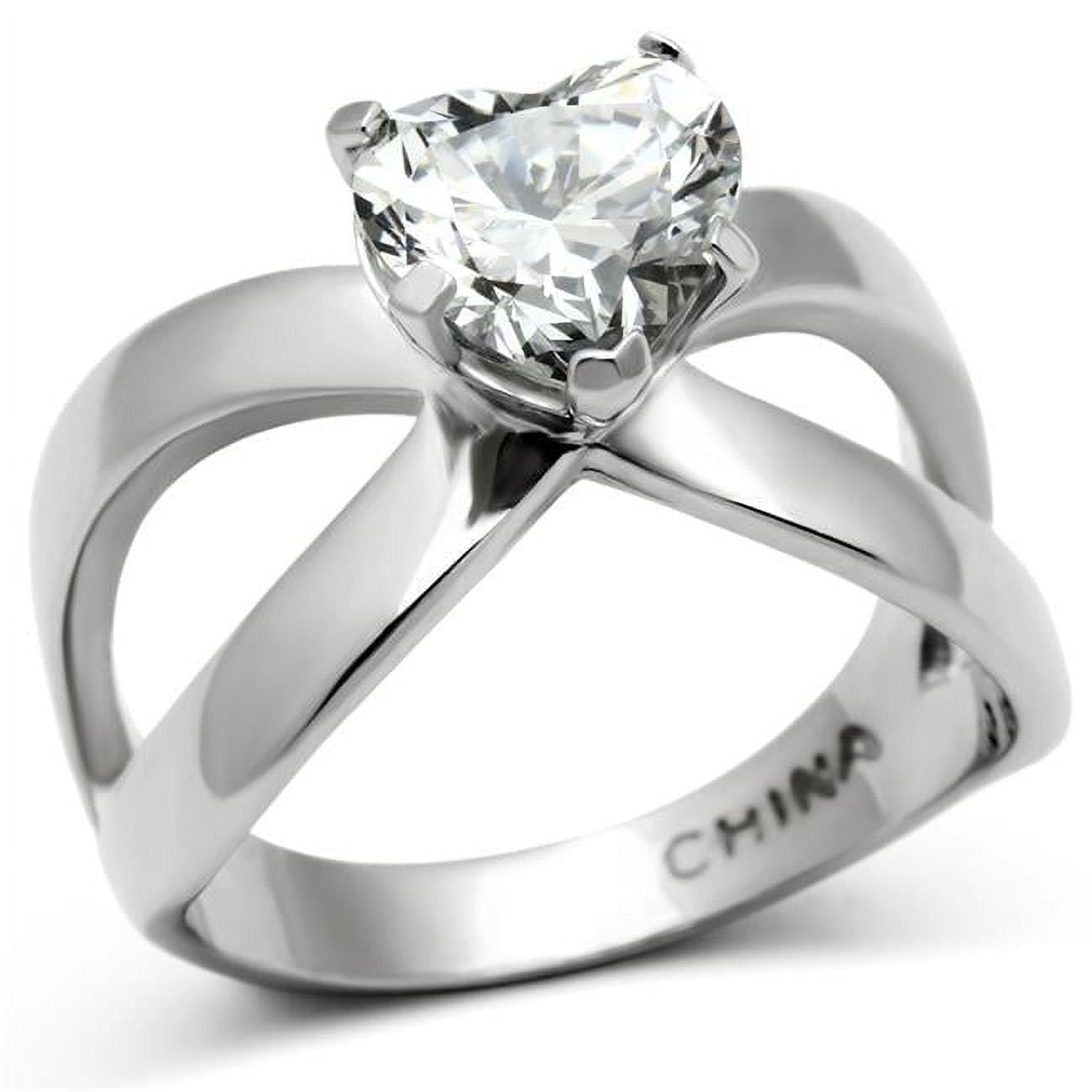 Alamode Women High Polished Stainless Steel Ring with AAA Grade CZ in ...