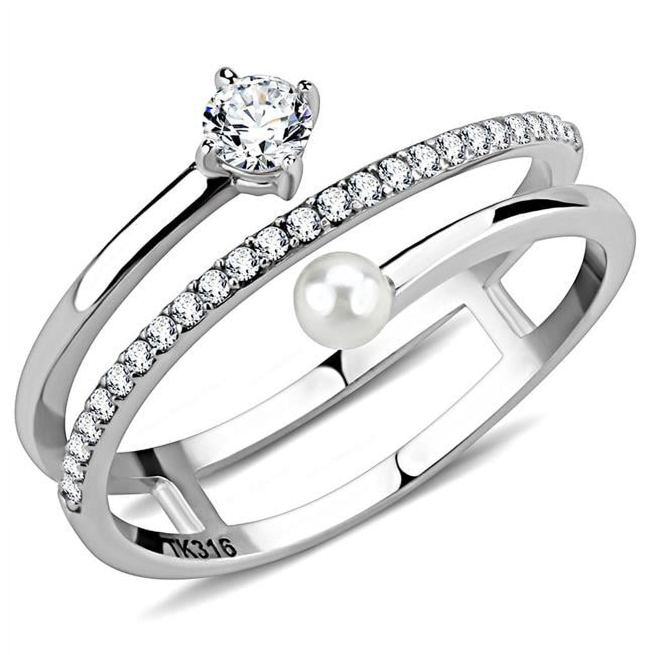 Alamode Women High Polished Stainless Steel Ring with AAA Grade CZ in ...