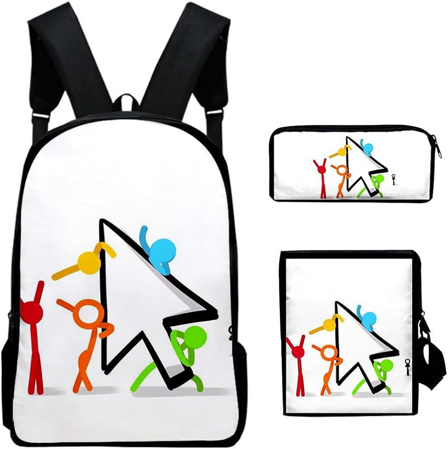 Alan Becker Cartoon 3pcs/set Zipper Backpack 3D Print Waist Bag Work ...