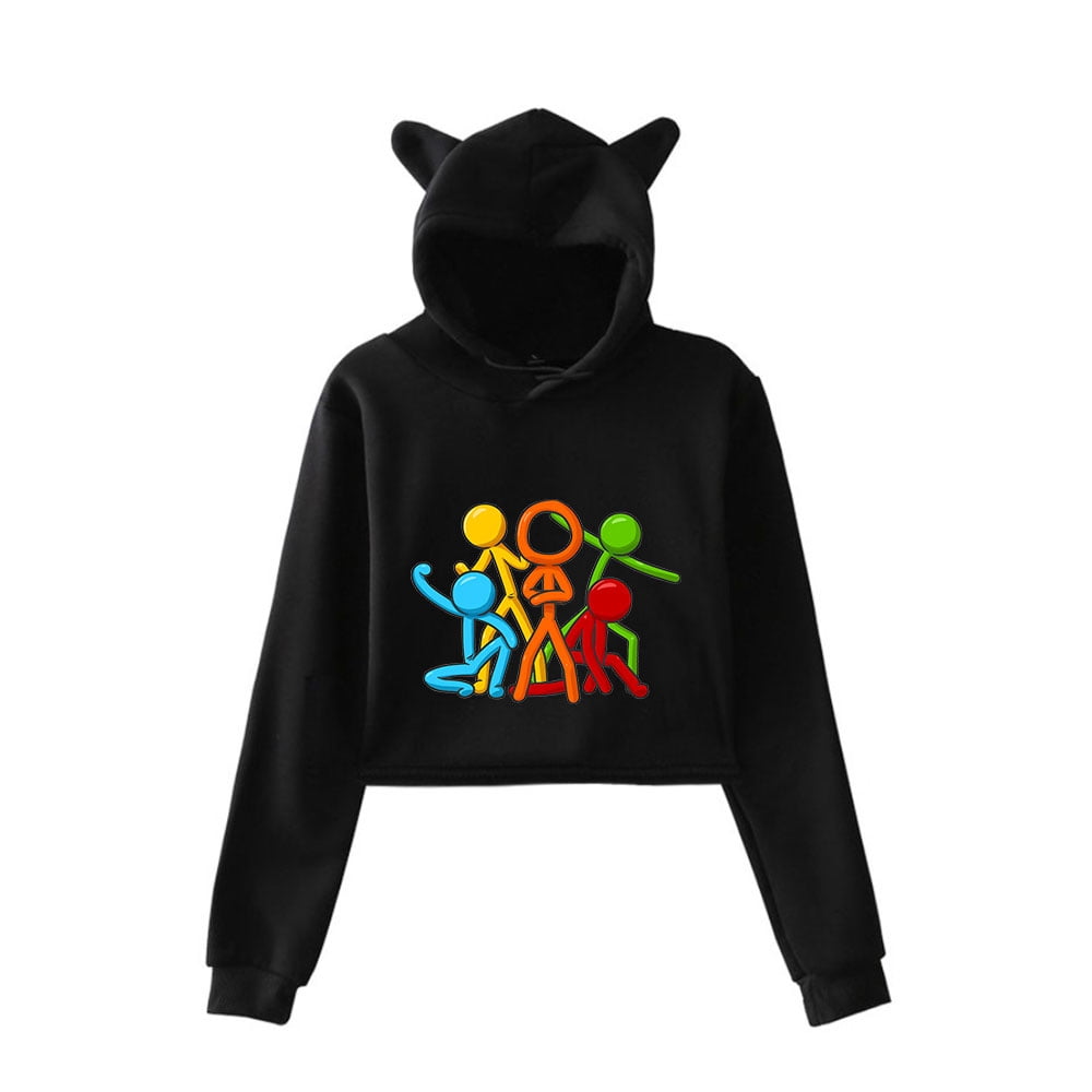 Alan Becker Hoodie Sweatshirts Crop top for Girls Cat Ear Youth ...