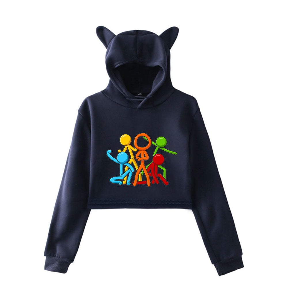 Alan Becker Hoodie Sweatshirts Crop top for Girls Cat Ear Youth ...