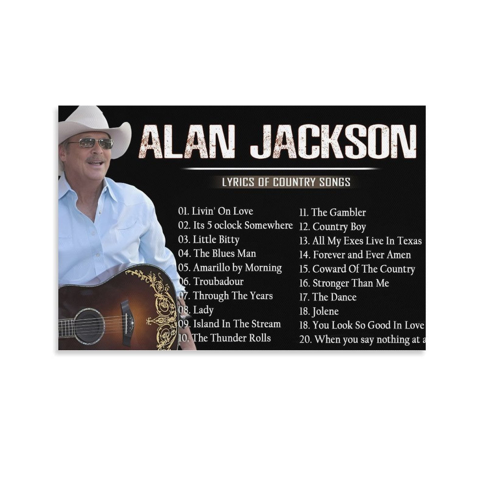 Alan Jackson Art Country Singer Poster (5) Artworks Canvas Poster Room ...