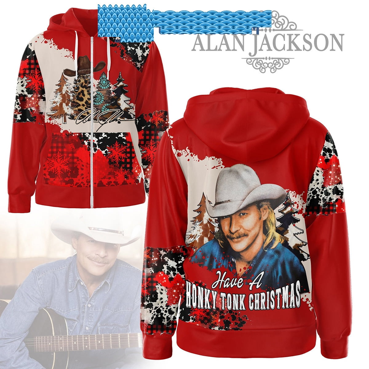 Alan Jackson Have A Honky Tonk Christmas Hoodie T Shirt - Walmart.com
