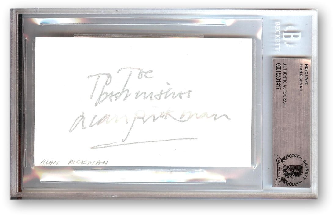Alan Rickman Signed Autographed Index Card Die Hard Hans Gruber BAS ...