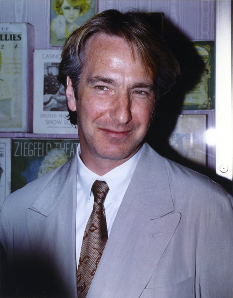 Alan Rickman smiling and wearing a Grey Suit Close Up Portrait Photo ...