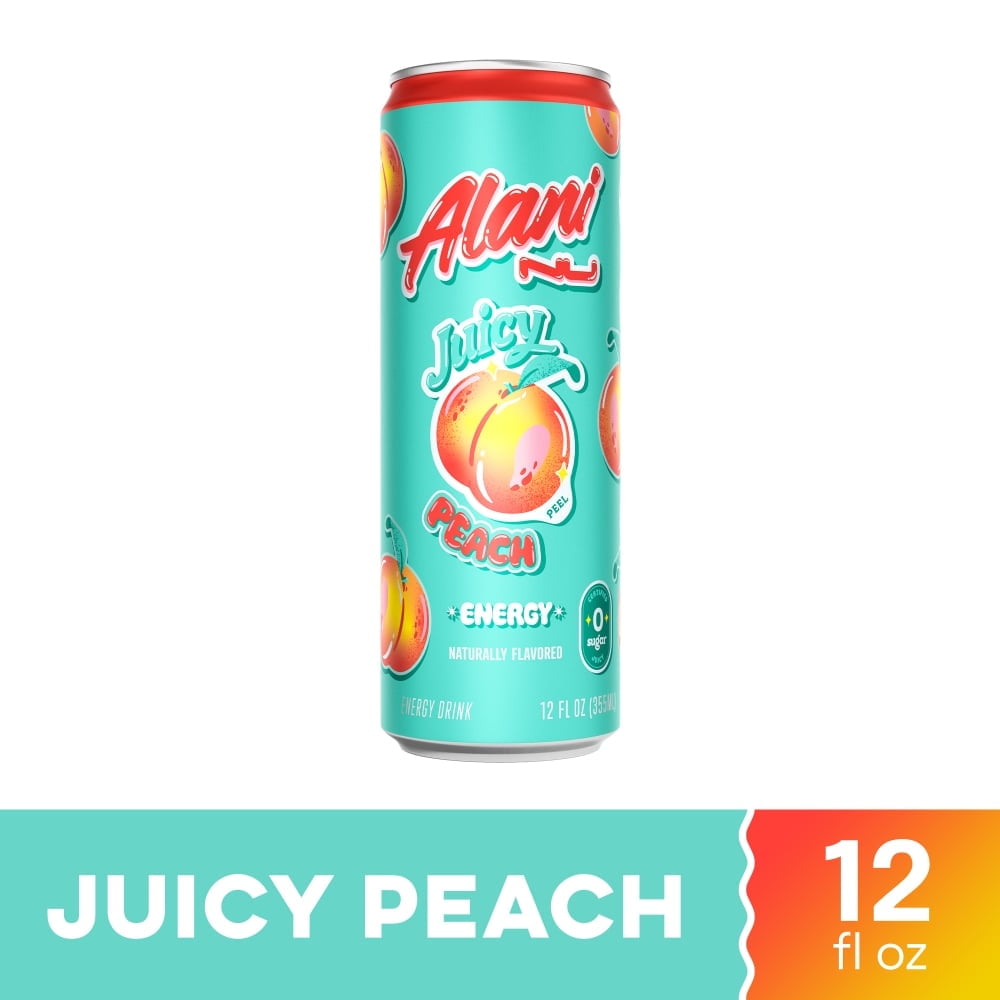 Alani NU Juicy Peach Energy Drink Can, 12 fl oz (Package May Vary ...