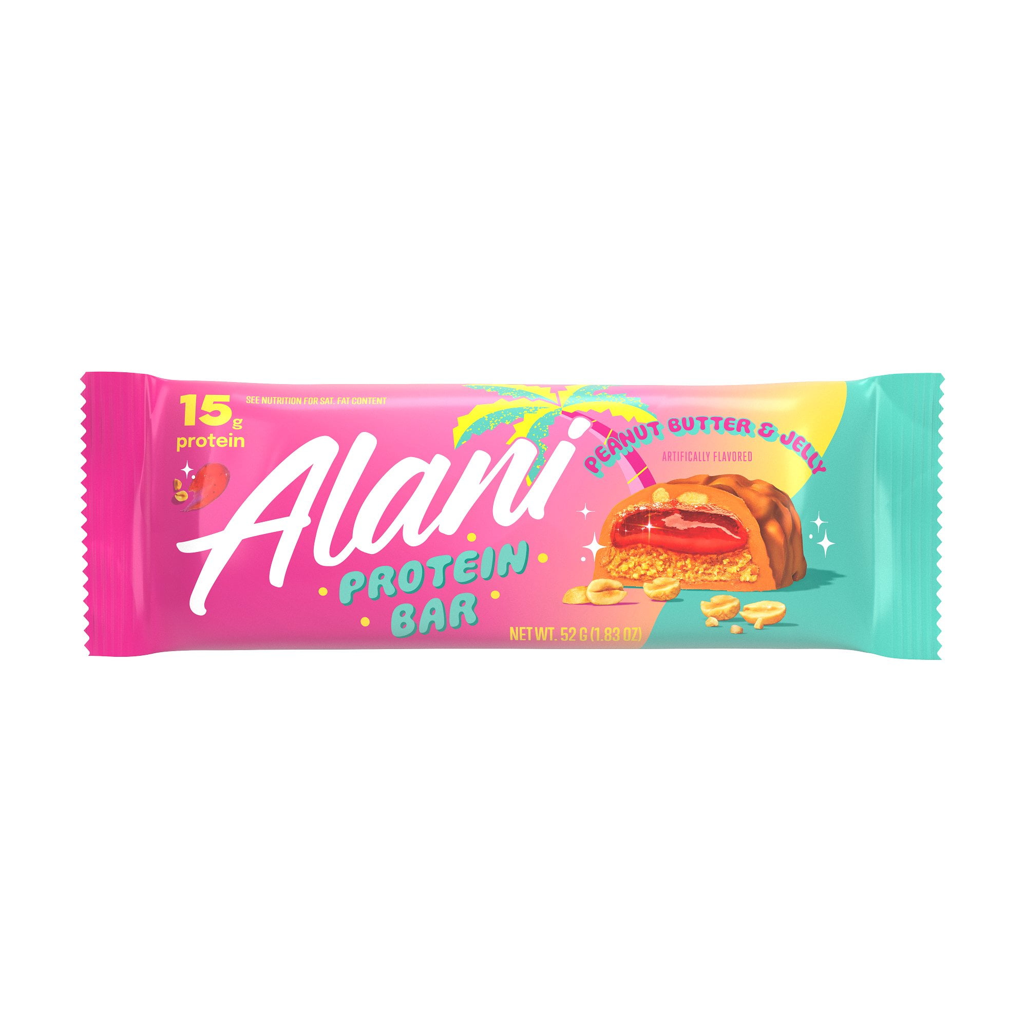 Pack of 2 Alani Nu 15g Protein Bar - Peanut Butter & Jelly, 1.83 oz ...