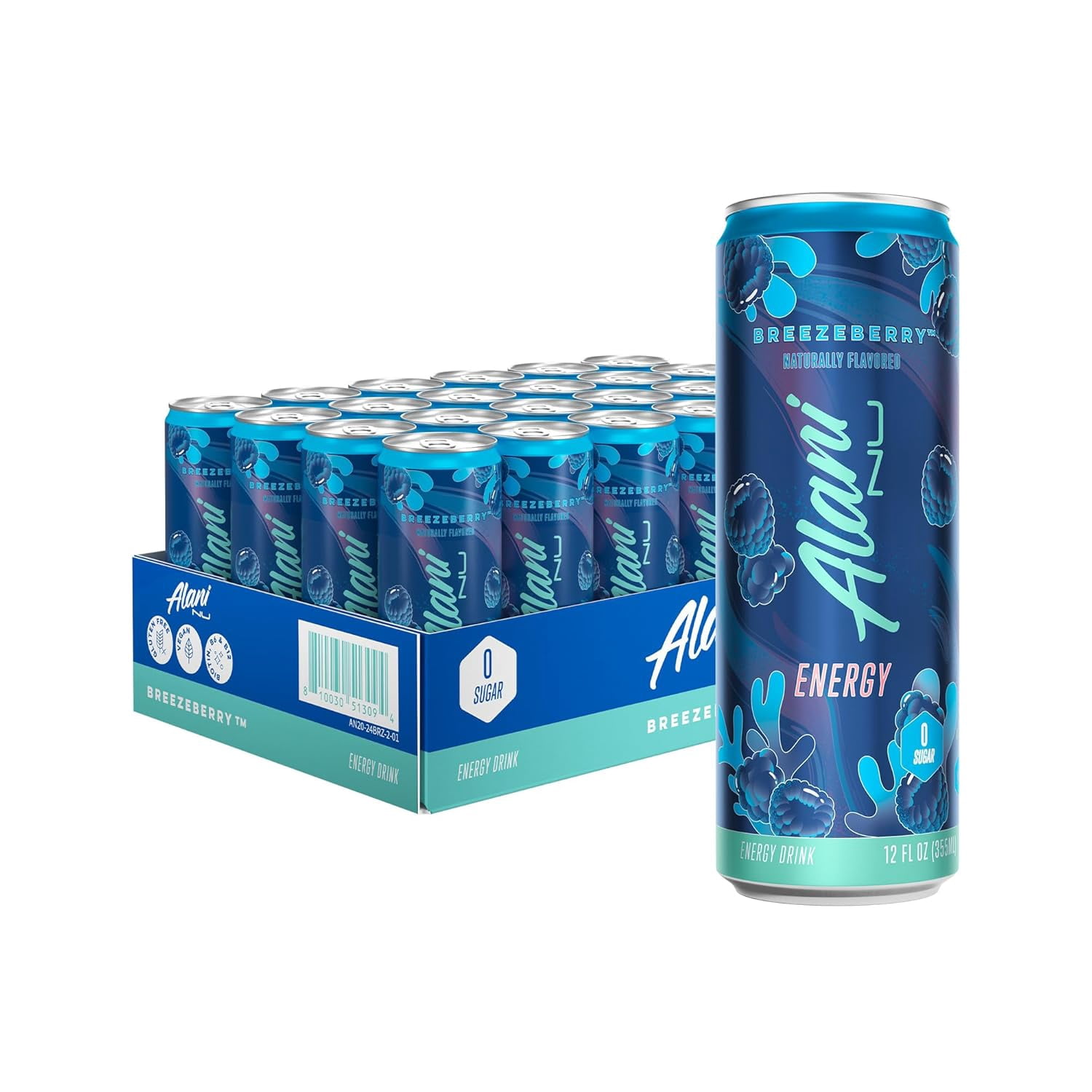 Alani Nu Breezeberry Sugar Free, Low Calorie Energy Drinks | 200mg ...