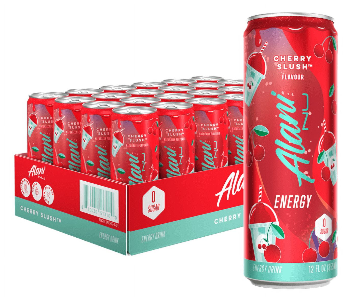 Alani Nu Cherry Slush Sugar-Free Energy Drink, 12oz cans 24-pack Multi ...