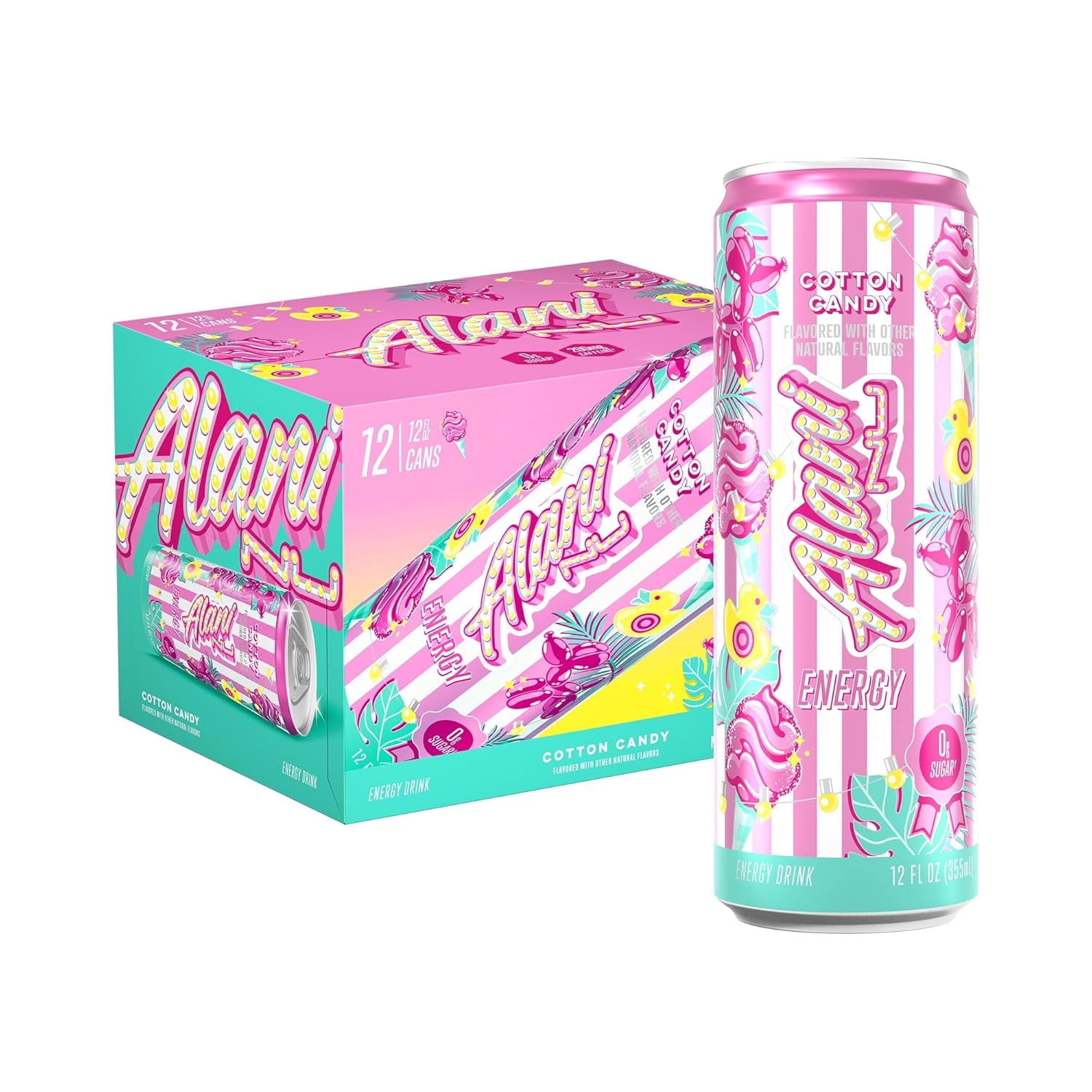 Alani Nu Cotton Candy Slush Energy Drink, 12 fl oz Cans, Pack of 6 ...