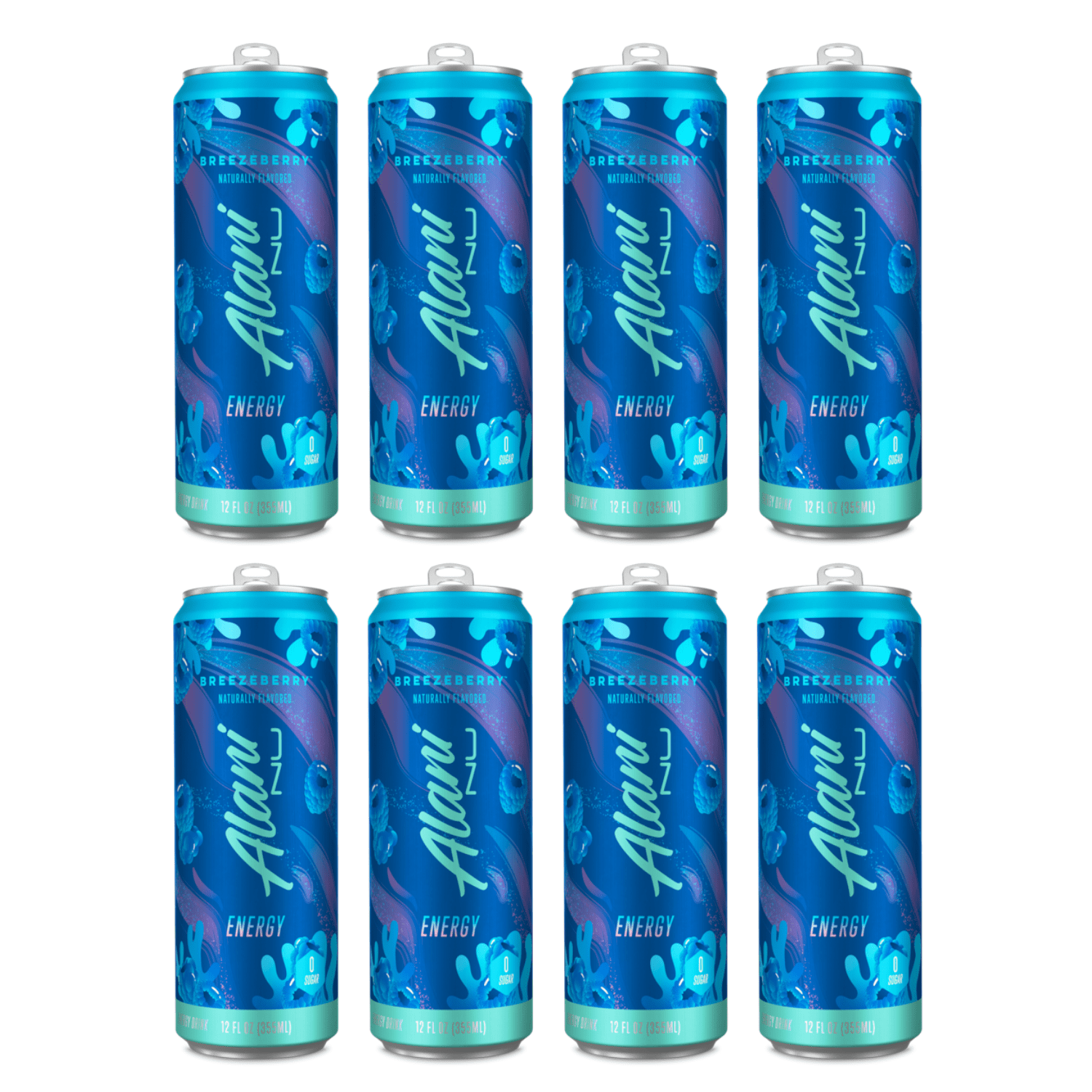 Alani Nu Energy Drink Breezeberry Flavor 12 fl oz Cans, 8 Pack Low ...