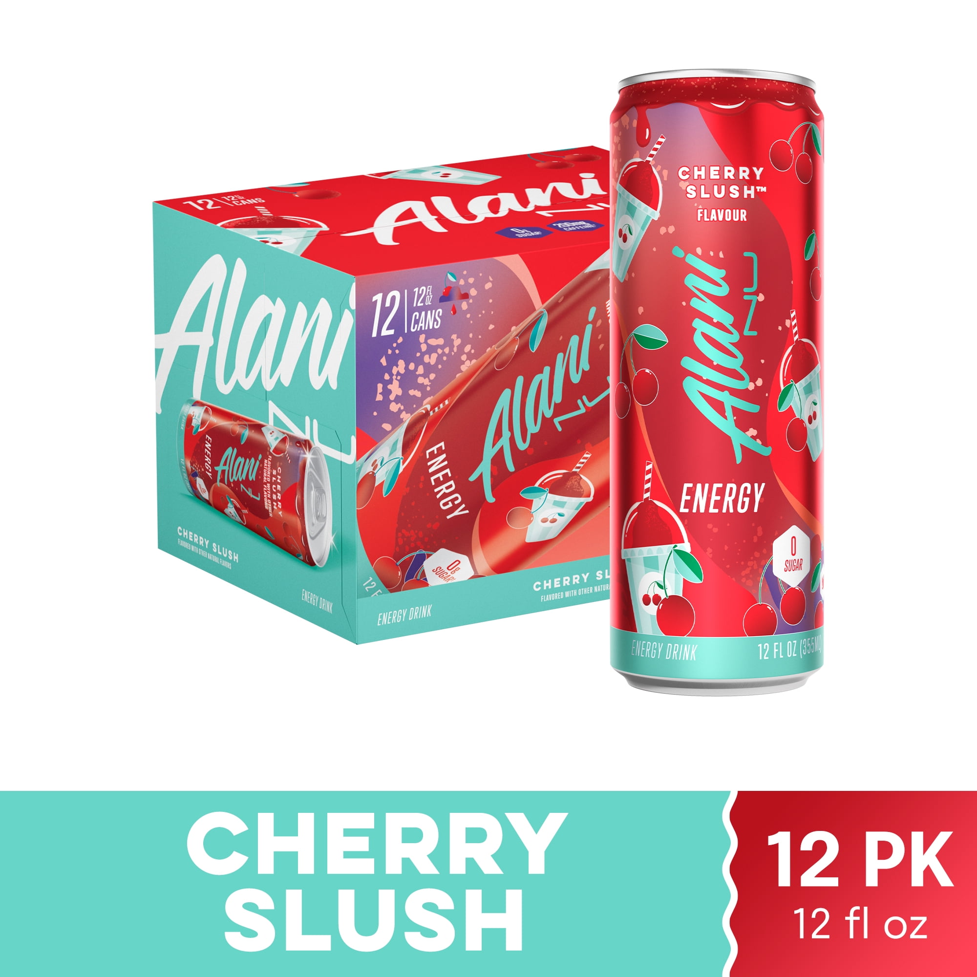 Alani Nu Zero Sugar Energy Drink - Cherry Slush, 200mg Caffeine, 12oz ...