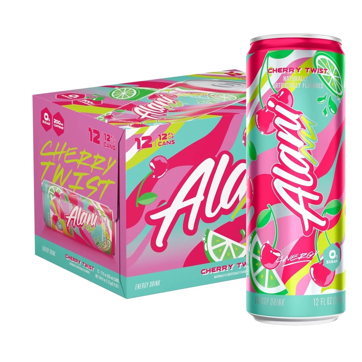 Alani Nu Energy Drink, Cherry Twist Flavor, 12 Fluid Ounce, Sugar-Free ...