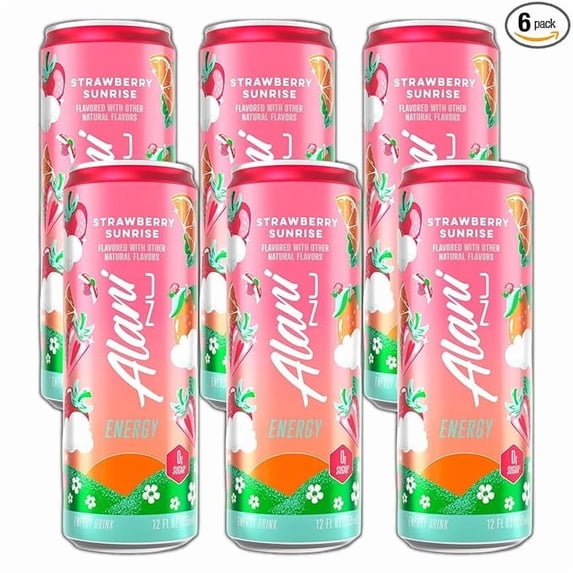 Alani Nu Energy Drink Strawberry Sunrise, 200mg Caffeine, Zero Sugar ...