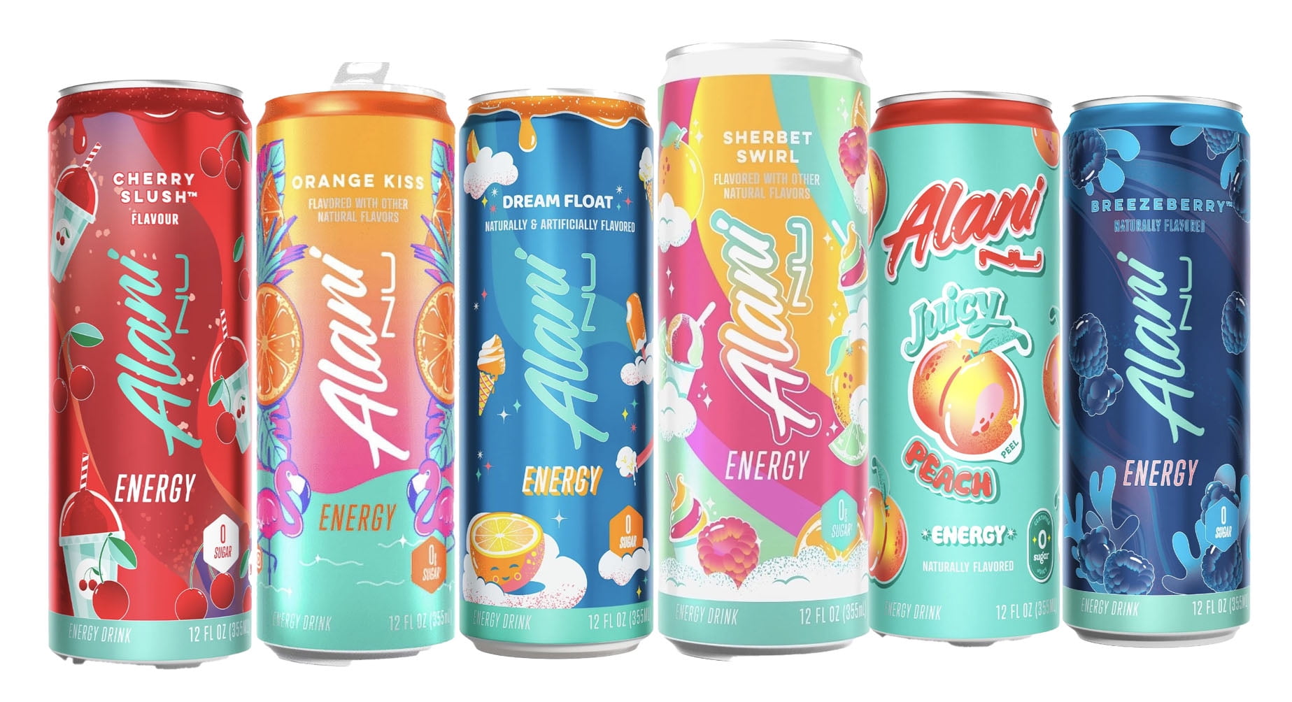 Alani Nu Energy Drinks Variety Pack Sherbet Swirl, Dream Float, Cherry ...