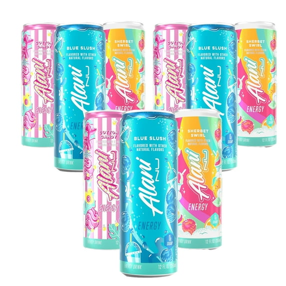 Alani Nu Energy Slush Variety, 12 fl oz, 9-pack, Blue Slush, Sherbet ...