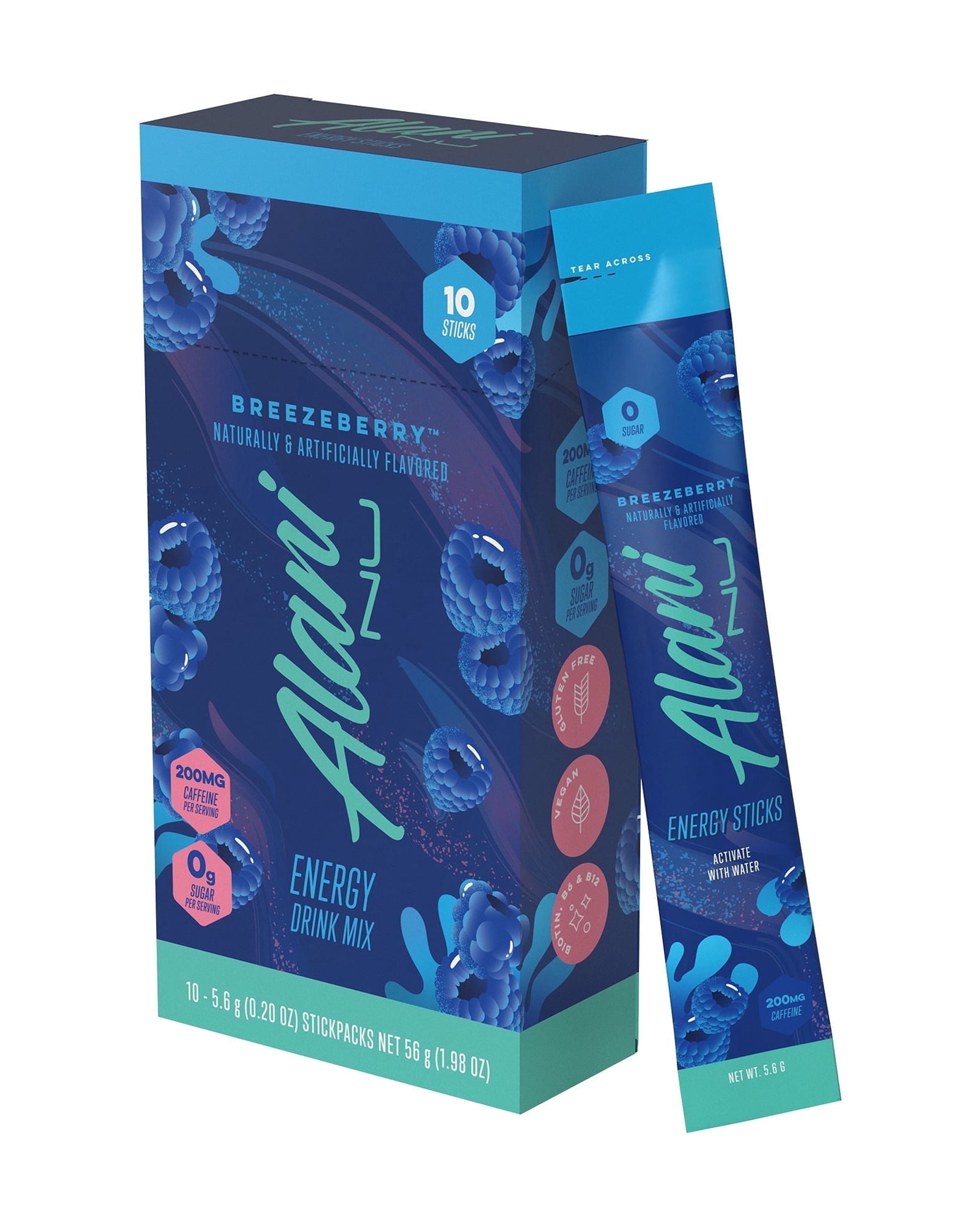Alani Nu Energy Sticks, Breezeberry, 10 Count, 200mg Caffeine, Zero ...