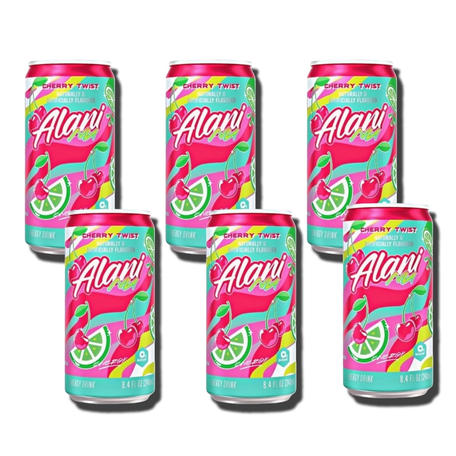 Alani Nu Mini Energy Drink, Low-Calorie, Cherry Twist, 8.4 fl oz, 6 ...