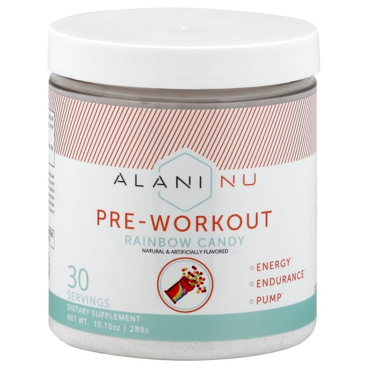 Alani Nu Pre-Workout Rainbow Candy Flavored Dietary Supplement, Vegan ...