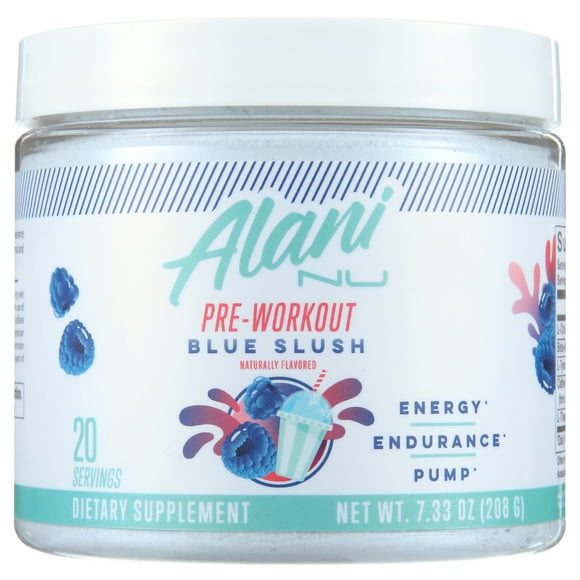 Alani Nu Pre-Workout Powder, Blue Slush, 7.3oz, 20 Servings