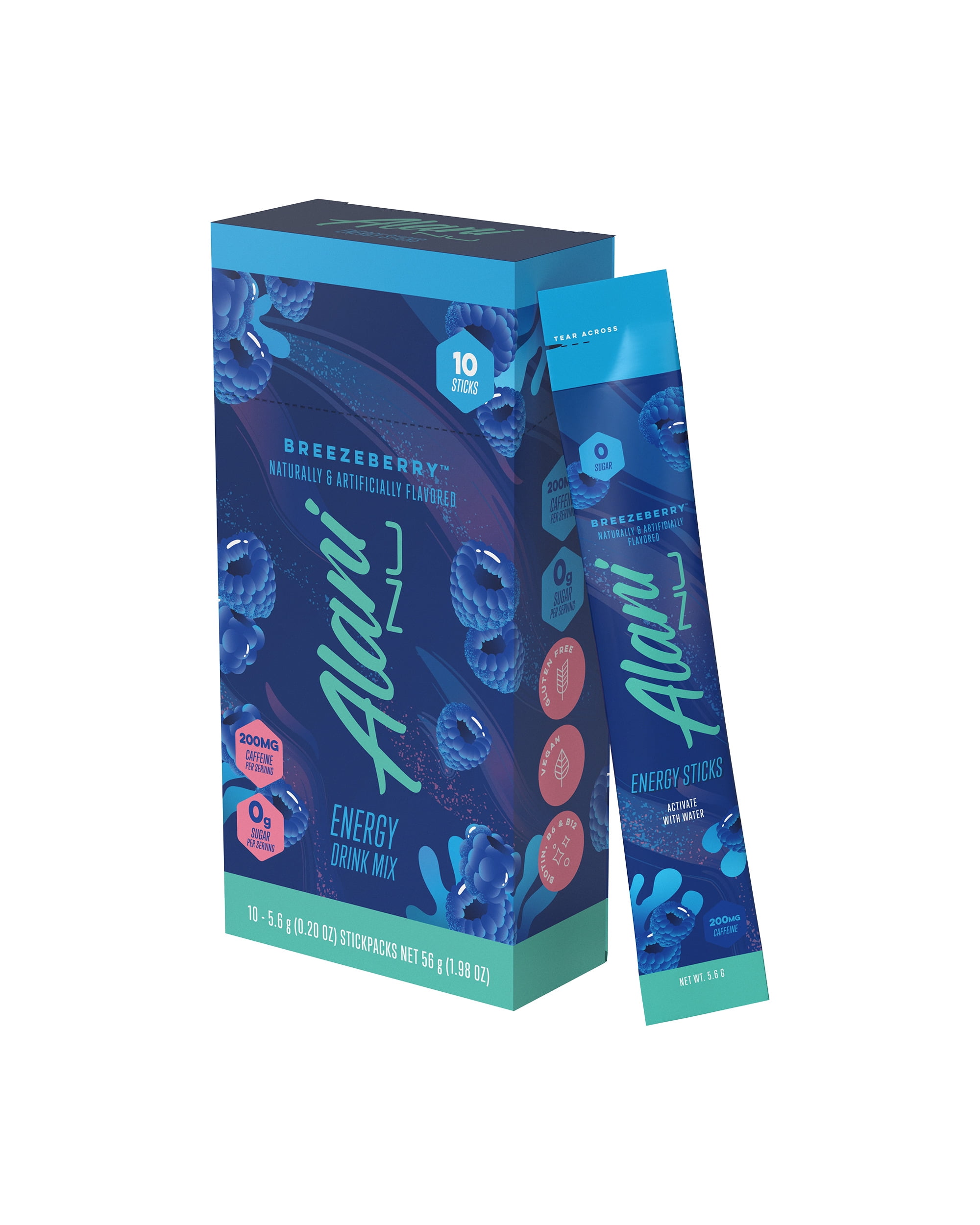 Alani Nu Energy Stick Packets, Activate with Water, Breezeberry, 10 ...
