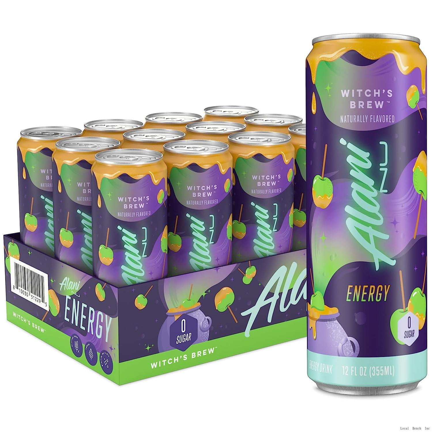Alani Nu Zero Sugar, Pre-Workout Energy Drink, Witch's Brew, 12 Oz Cans ...