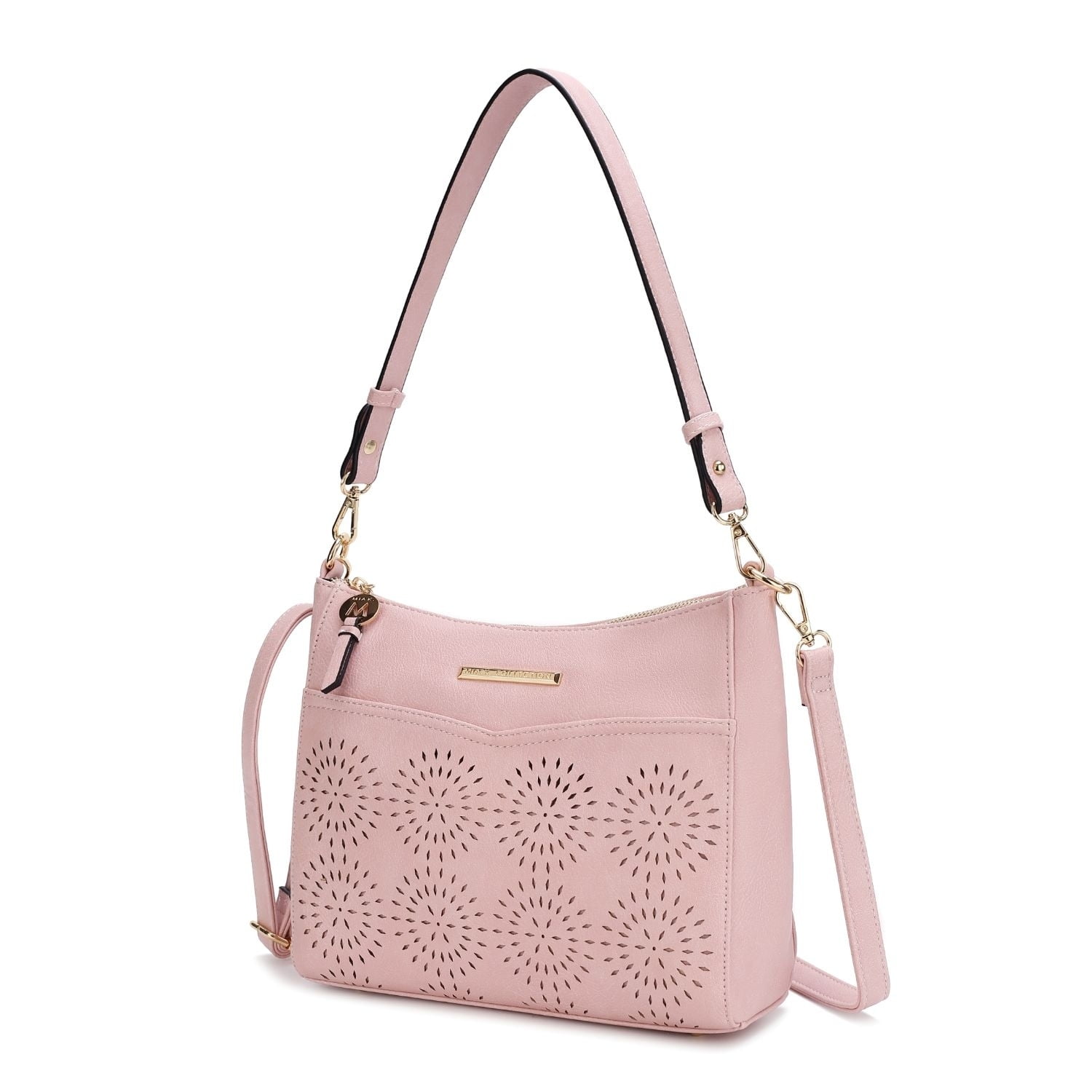 Alanis Laser Cut Vegan Leather Womens Shoulder Bag by Mia K - Walmart.com