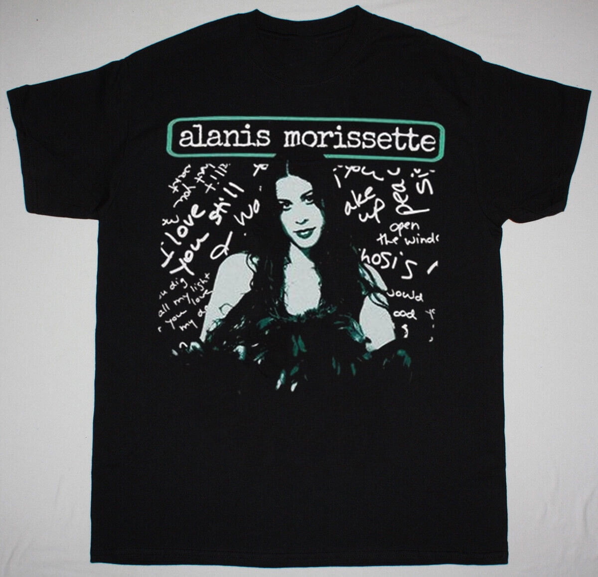 Alanis Morissette Portrait Boyfriend Fit Girls Black Short Slee All ...