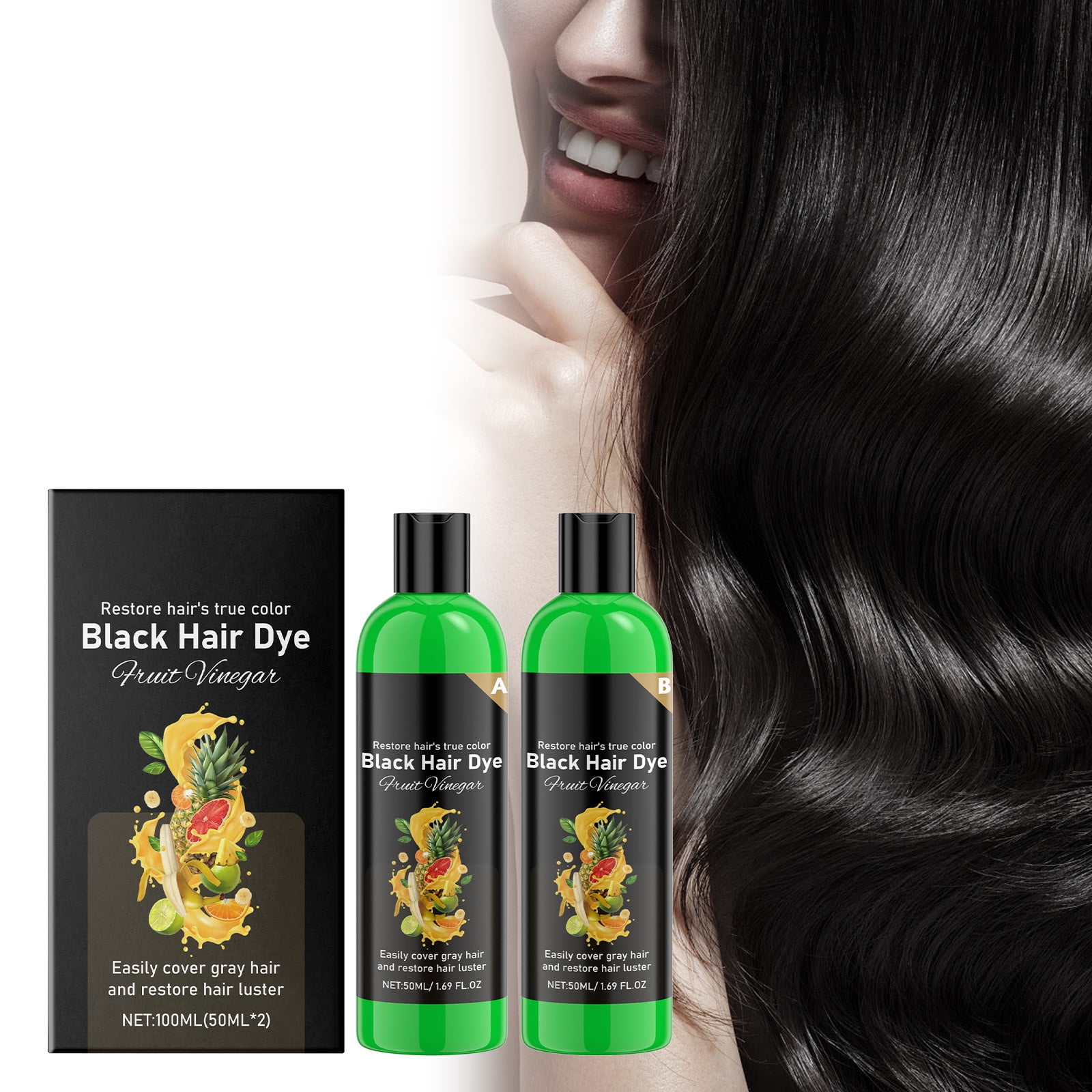 Alaparte Fruit Vinegar Hair Dye Shampoo 3.38fl. oz, Easy Natural Black ...