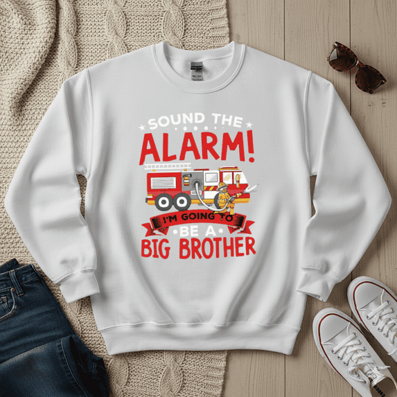 Alarm Big Brother Firetruck Cute Kids Announcement Fun Family Graphic ...