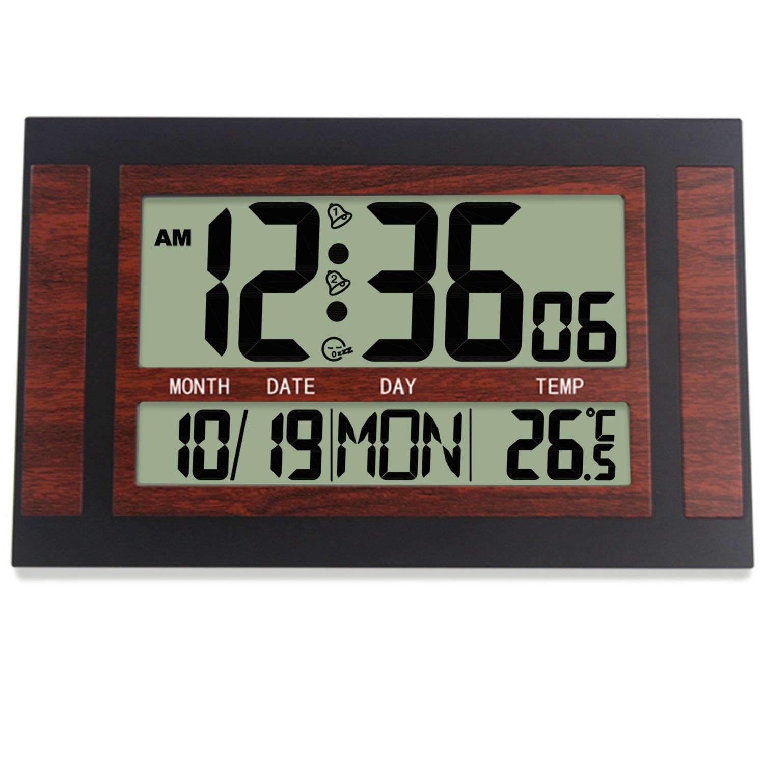 Alarm Clock 12/24 Hour Battery Operated Self-Setting Wall/Desk Mount ...