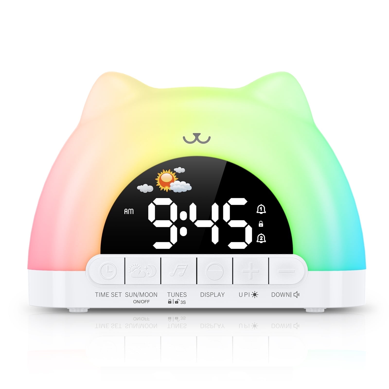 Alarm Clock, AMIR Digital Alarm Clock with 12 Colors Night Light 10 ...