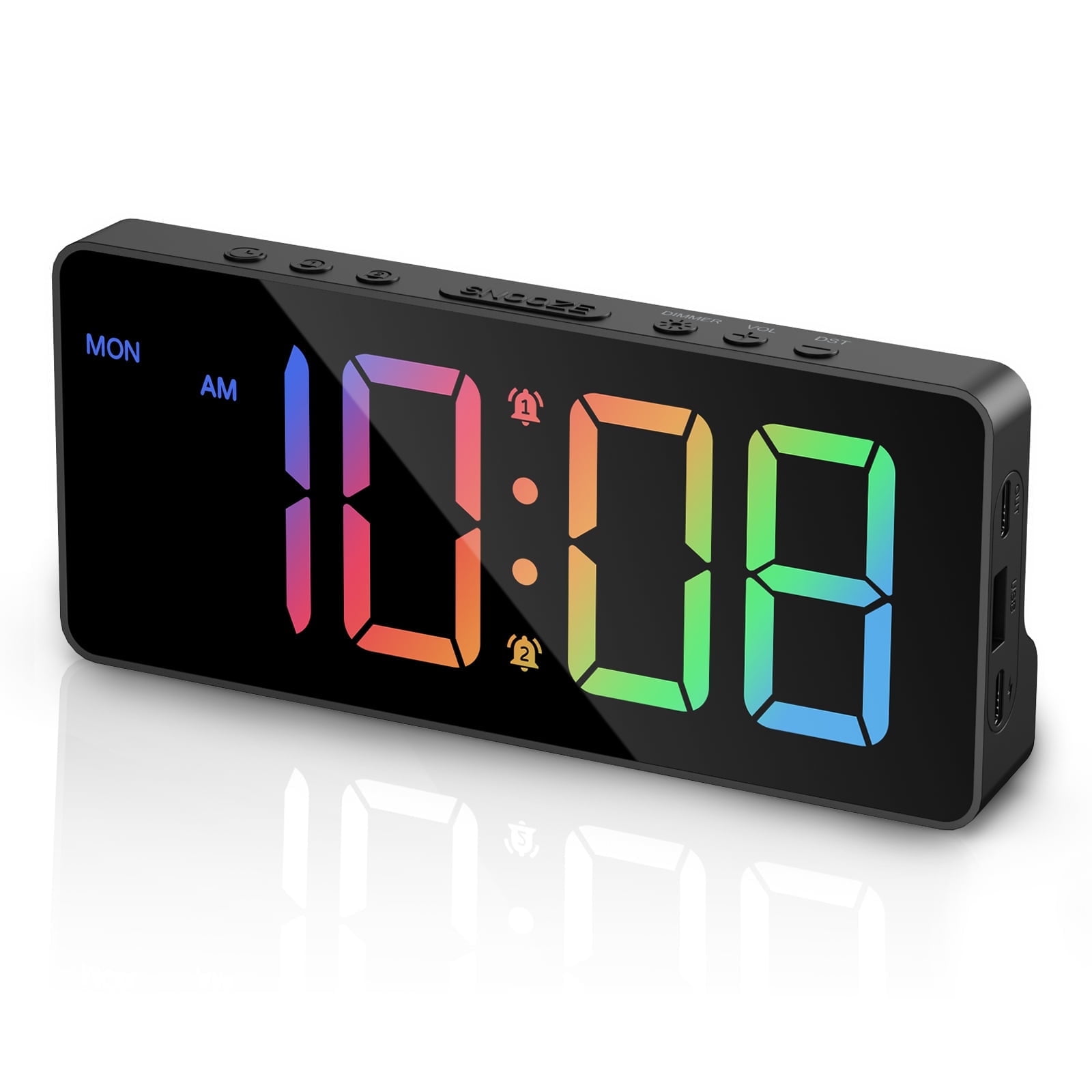 Alarm Clock, AMIR LED Alarm Clock with 5 Levels Brightness 3 Levels ...