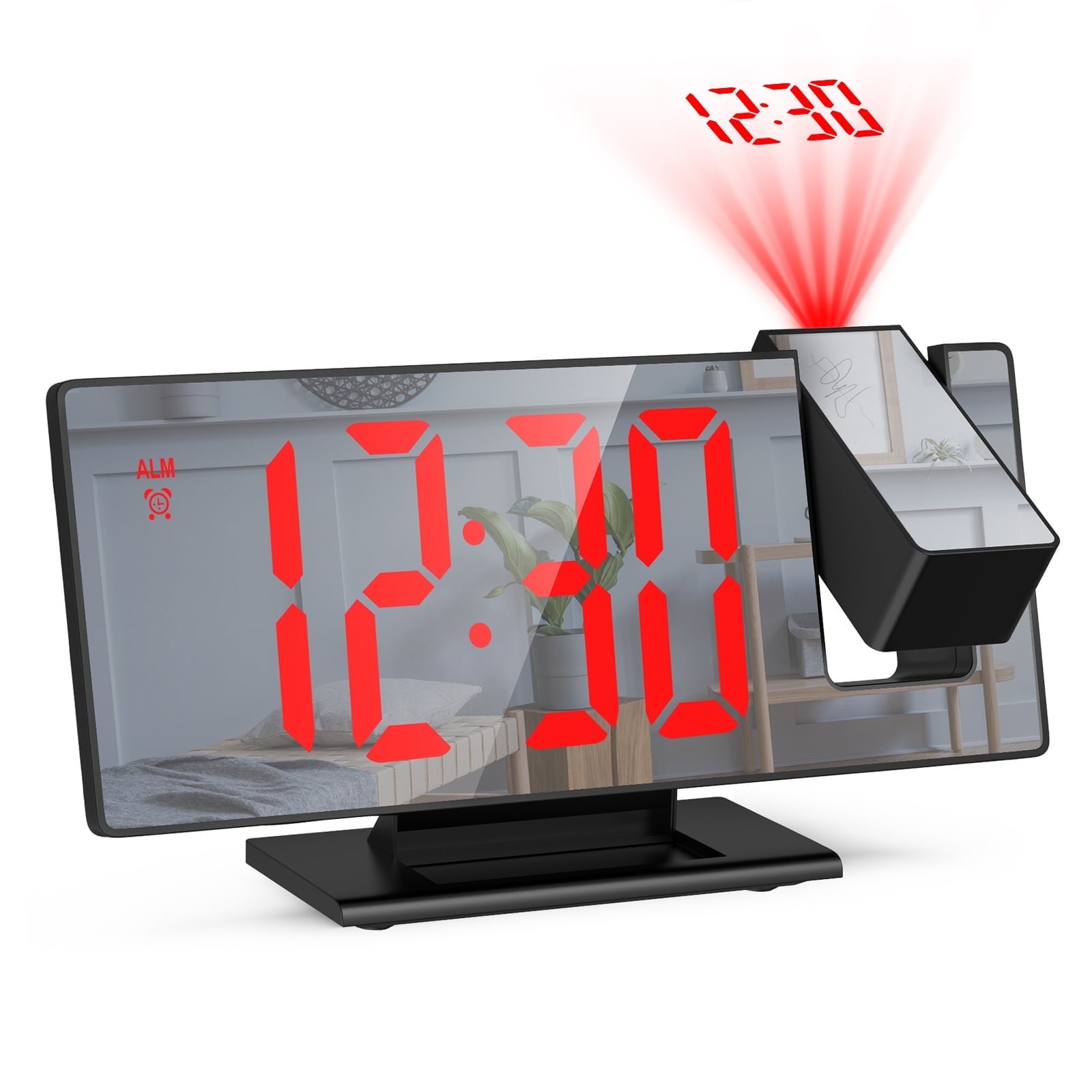 AMIR Projection Alarm Clock - 7.8'' LED Display, Snooze & 12/24H for ...