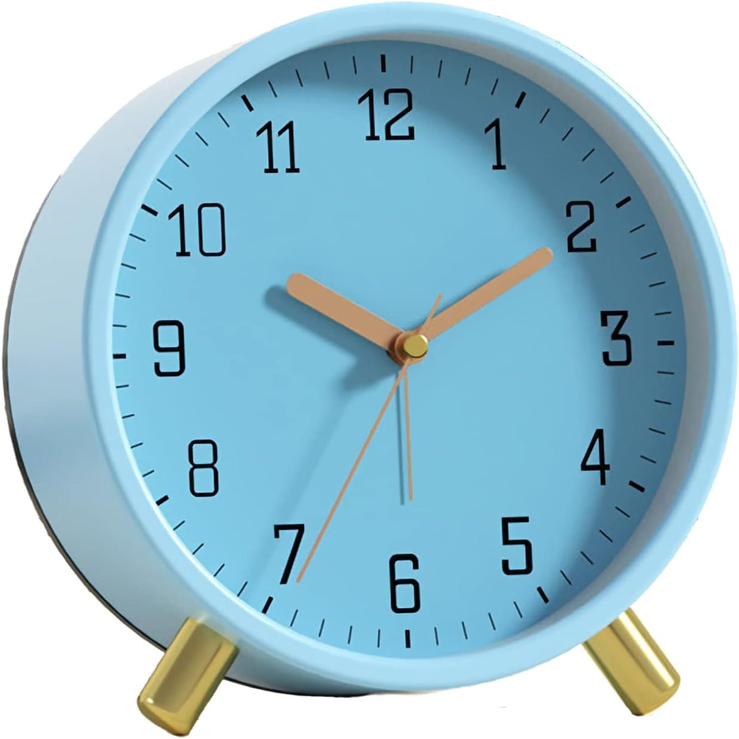 Alarm Clock with Backlight, 4.5 inches Bedside Analog Non-Ticking ...