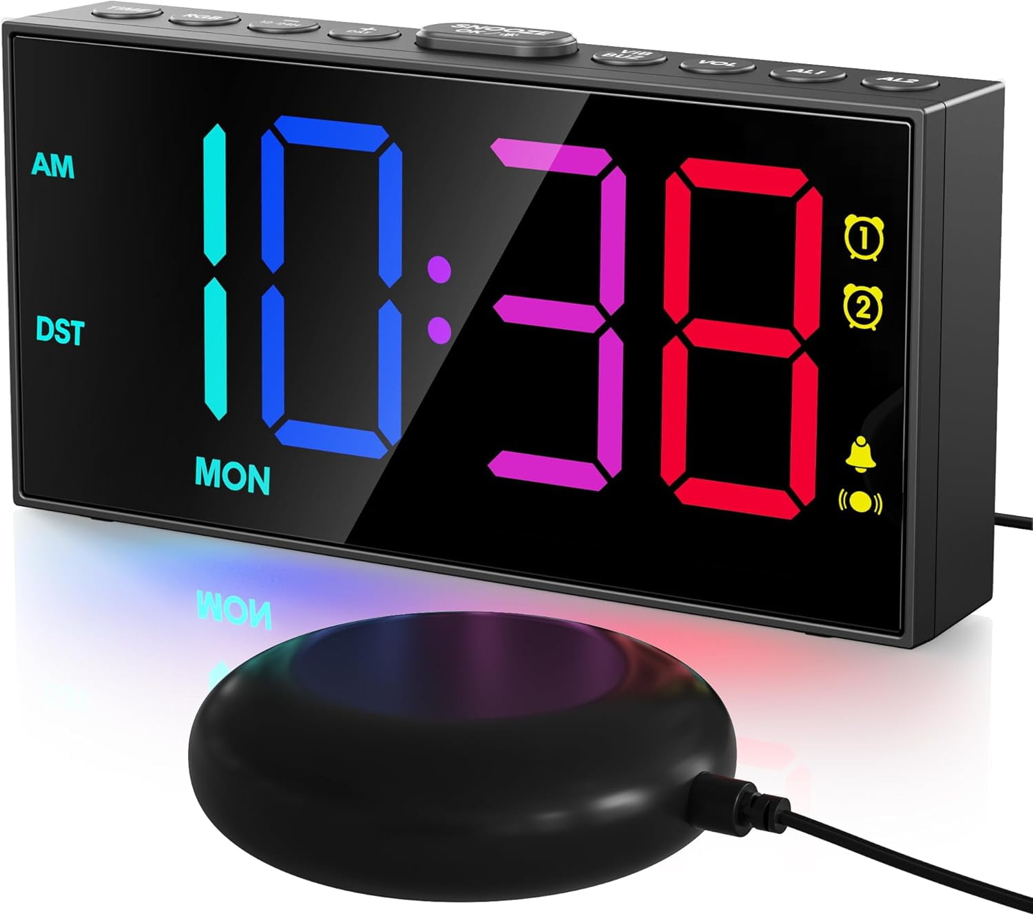 Alarm Clock for Bedroom, 2 Alarms Loud LED Big Display Plug in Simple ...